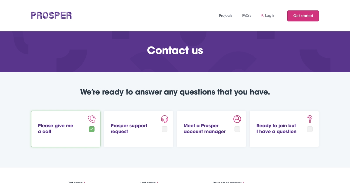 Contact us | Prosper
